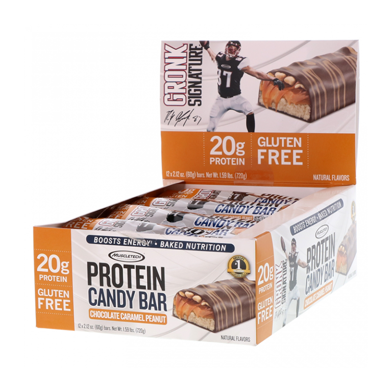 MuscleTech – Protein Candy Bar – Chocolate Caramel Peanut (Box of 12pcs ...