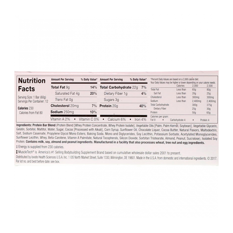 MuscleTech – Protein Candy Bar – Chocolate Caramel Peanut (Box of 12pcs ...