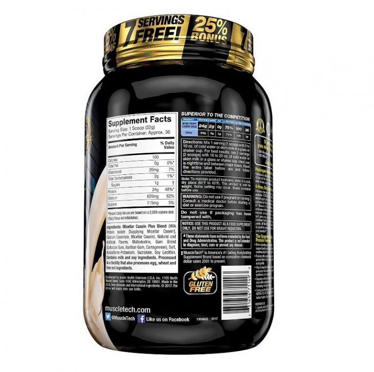 MuscleTech – Nitro-Tech Casein Gold Protein (2.50lbs/ 1.13kg) (Creamy ...